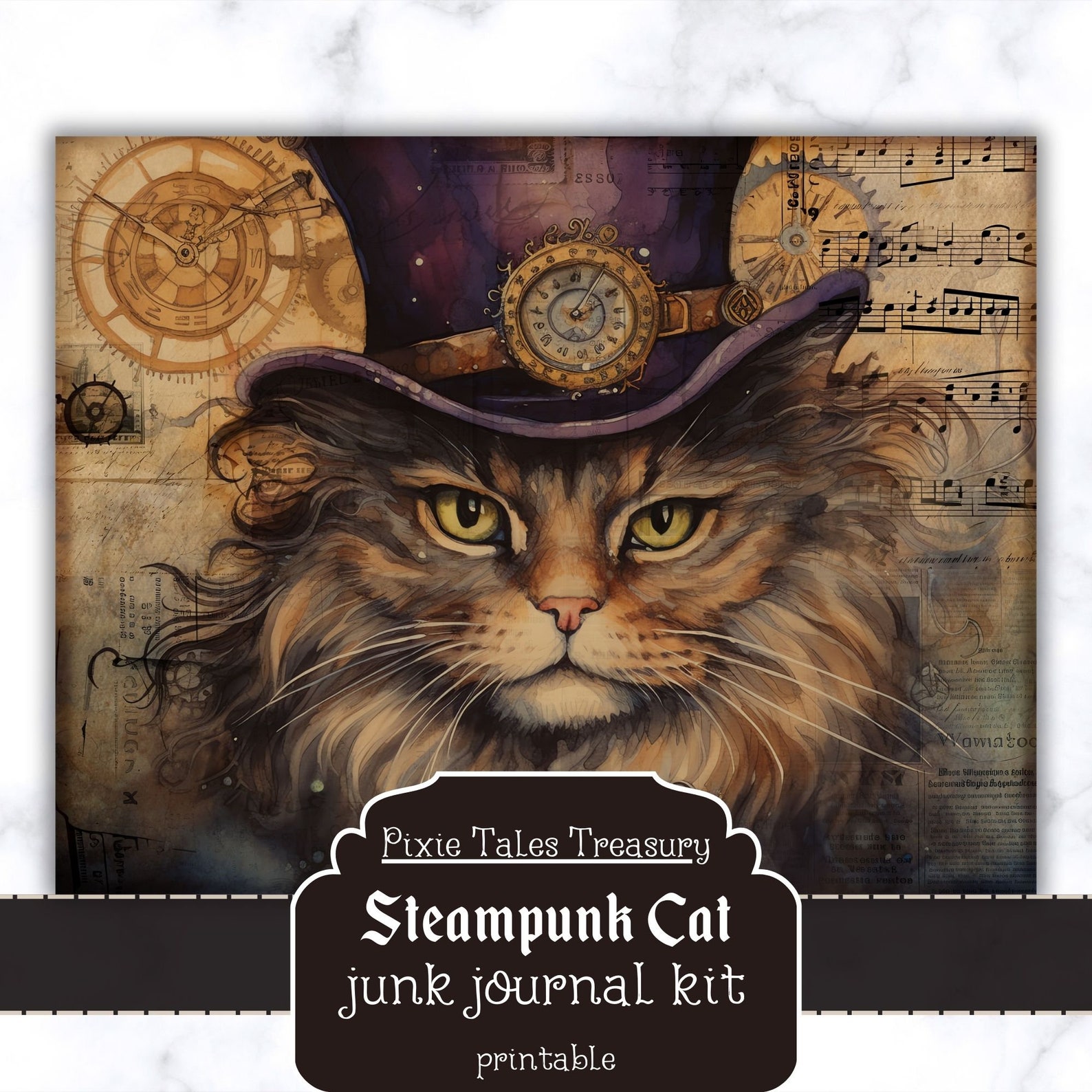 Victorian Steampunk Junk Journal Kit Vintage Cat Journal Papers Junk ...