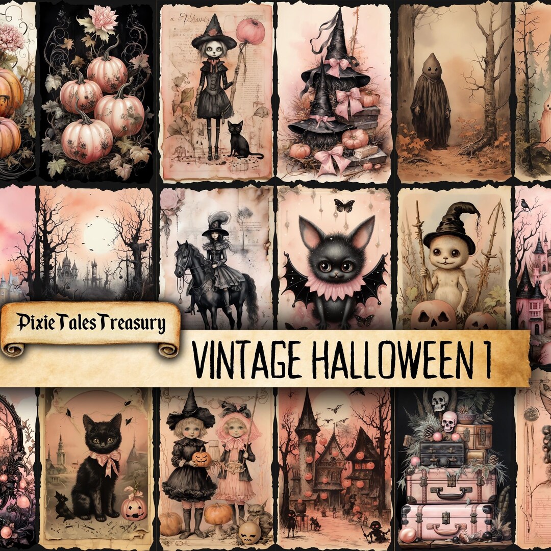 Vintage Halloween Junk Journal Pages Spooky Junk Journal Kit Printable ...