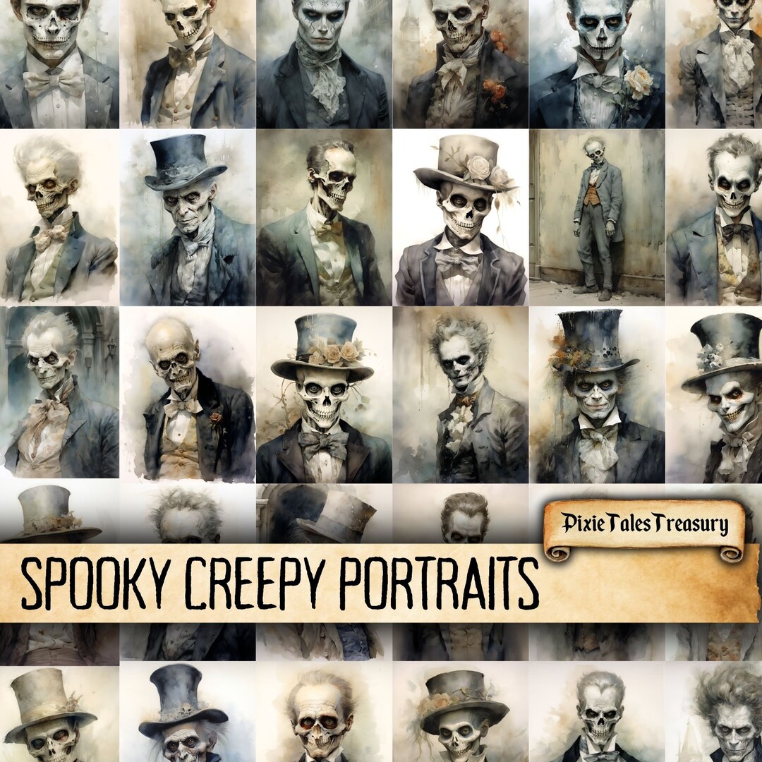 Spooky Creepy Portraits Junk Journal Kit Halloween Collage Sheet ...