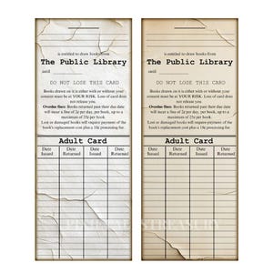 Library Card Journal Templates, Vintage Journal Bookmark Printables ...