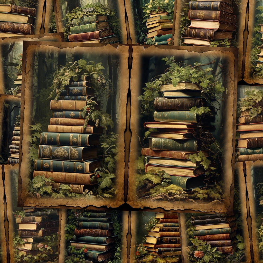 Forest Book Lover Junk Journal Kit Librarian Magic Library Collage ...