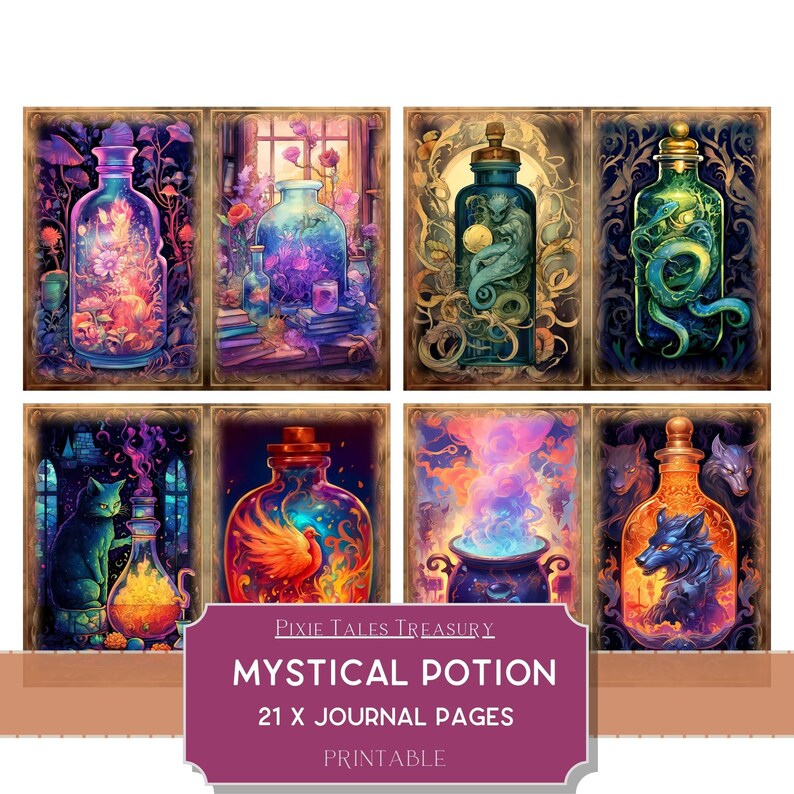 Mythology Potion Bottle Fantasy Junk Journal Kit Mythical Witchy Witch ...