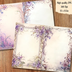 Junk Journal Pages Purple Fantasy Border Frame Journaling Paper ...