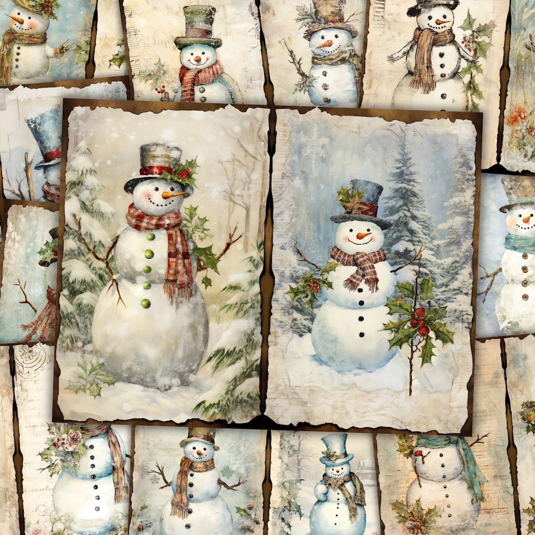Winter Snowman Junk Journal Pages Christmas Junk Journal Kit Winter ...