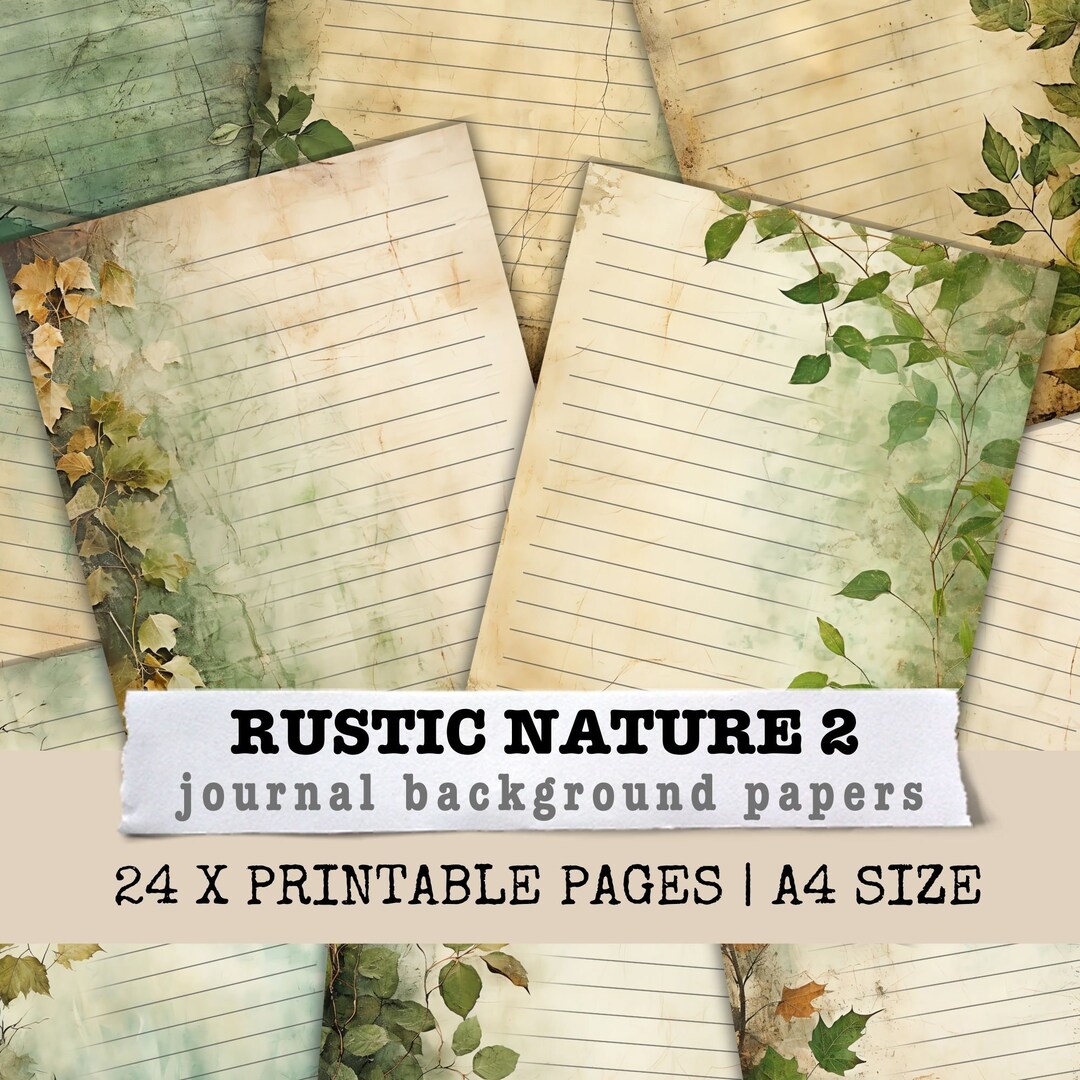 Rustic Nature Lined Junk Journal Kit Flower Collage Sheet Background ...