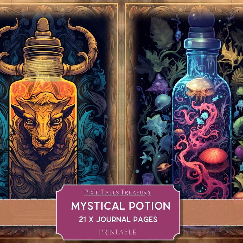 Mythology Potion Bottle Fantasy Junk Journal Kit Mythical Witchy Witch ...