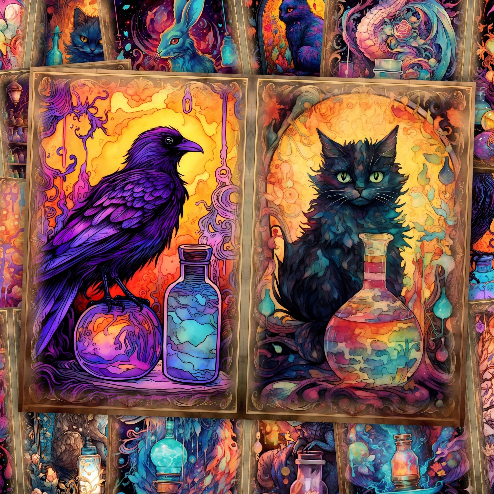 Witchy Animals Fantasy Junk Journal Kit Fairytale Witch - Etsy