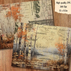 Autumn Forest Junk Journal Paper Fall Journaling Page Chic Scrapbook ...