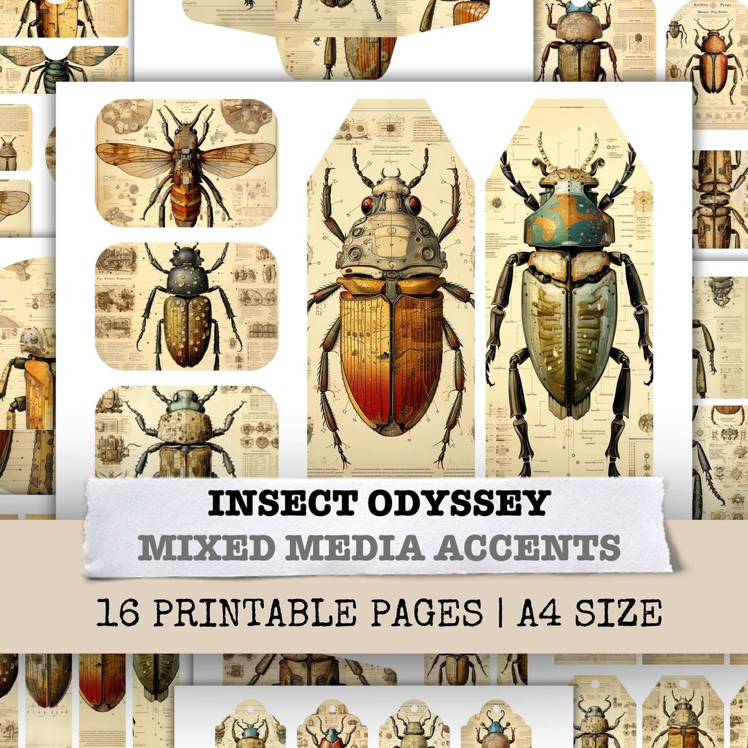 Insect Odyssey Nature Ephemera Junk Journal Kit Paper Mixed Media Art ...
