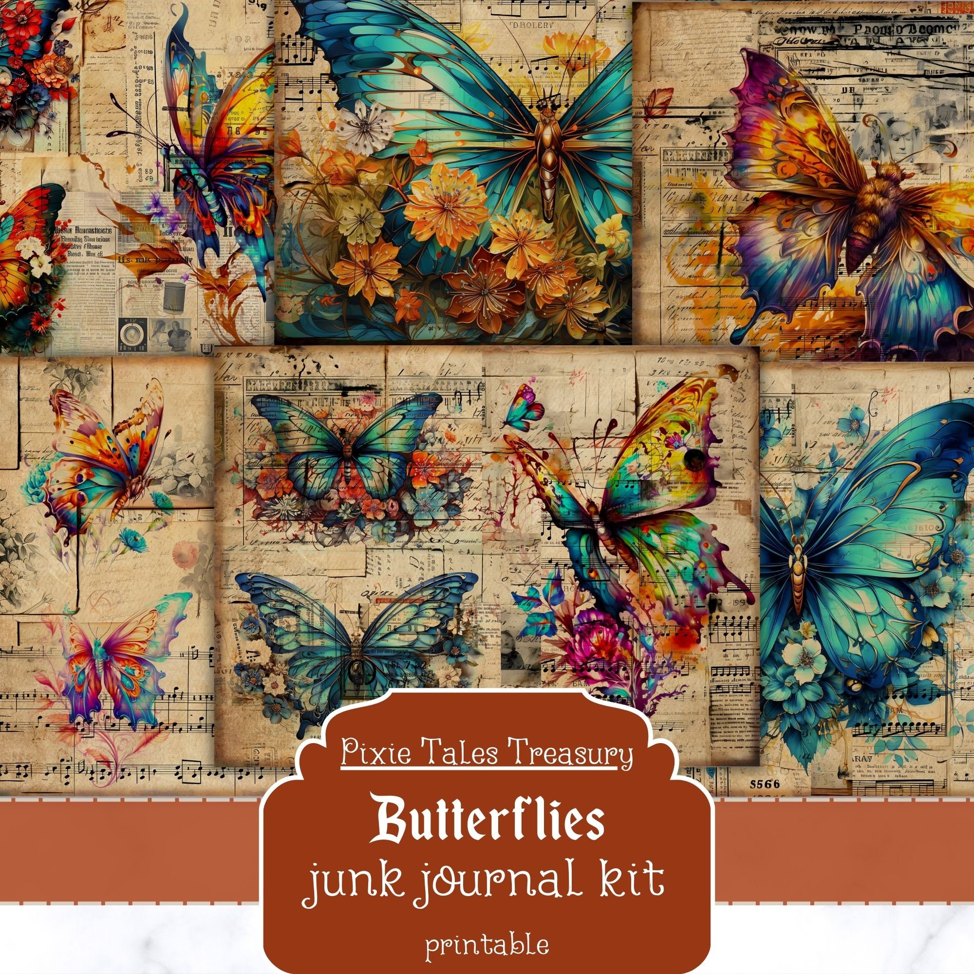 Butterfly Junk Journal Kit Vintage Journal Papers Butterflies - Etsy