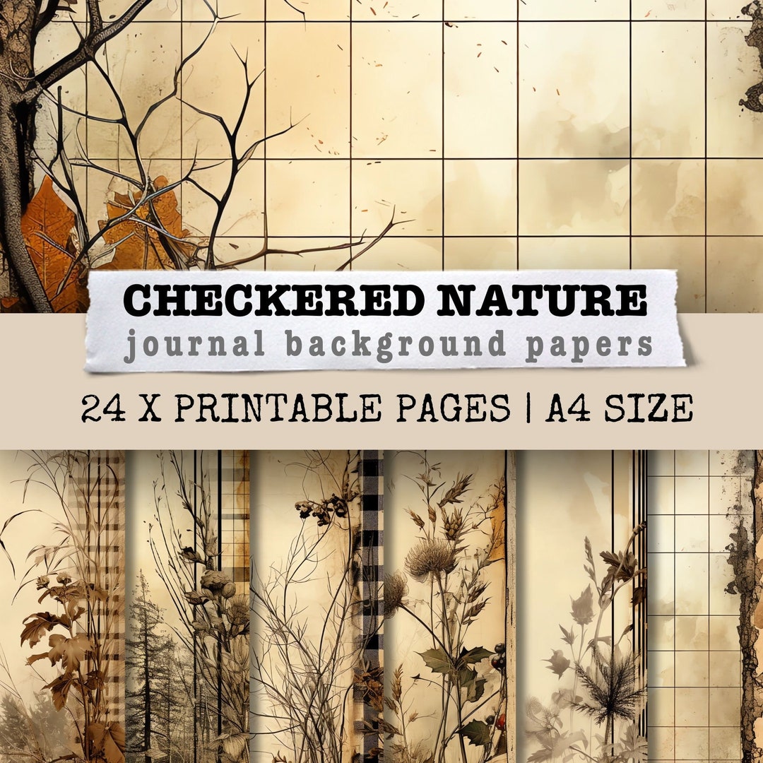 Checkered Nature Blank Junk Journal Kit Collage Sheet Background Paper ...