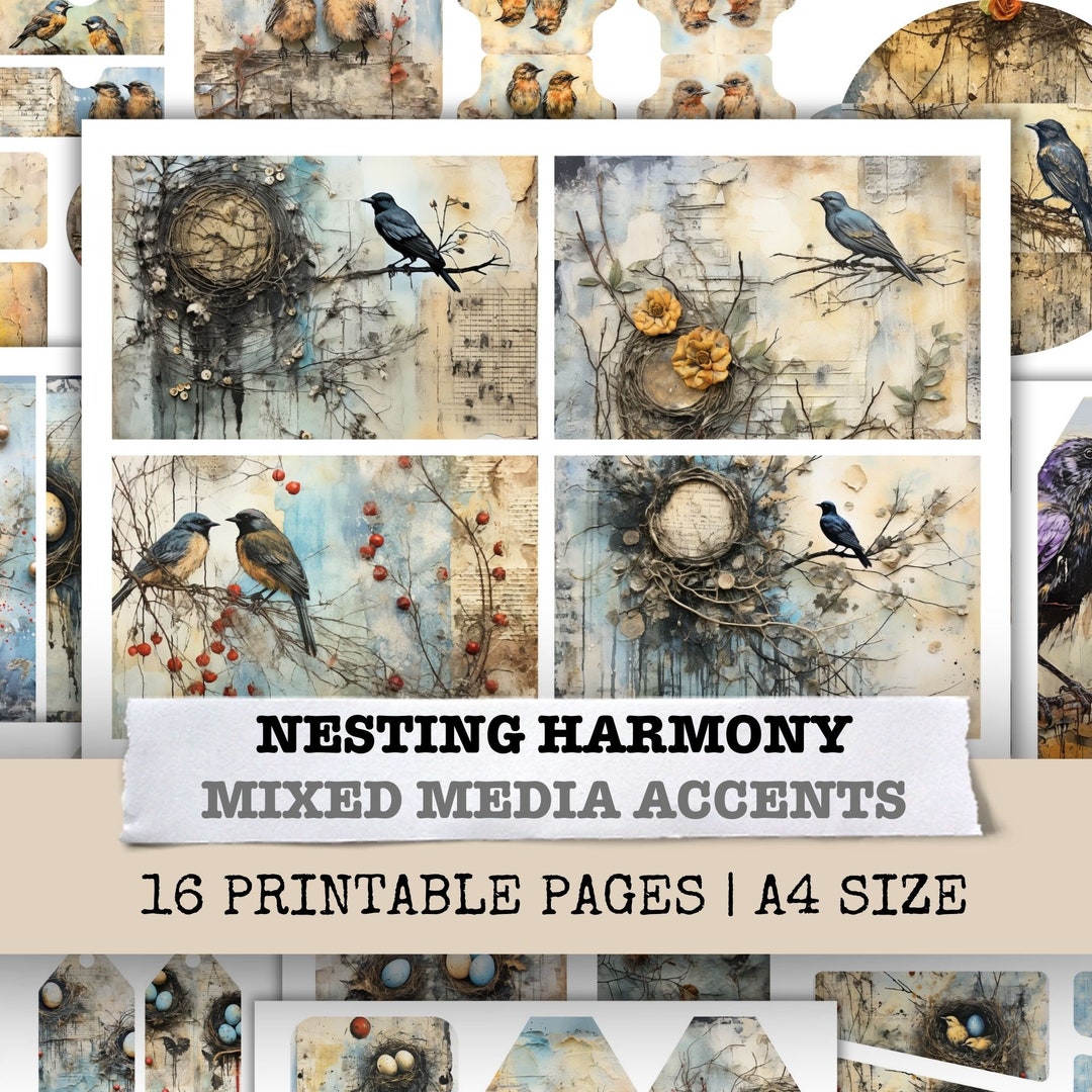 Nesting Harmony Bird Nature Ephemera Junk Journal Kit Paper Mixed Media ...