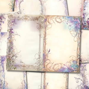Junk Journal Pages Purple Fantasy Border Frame Journaling Paper ...