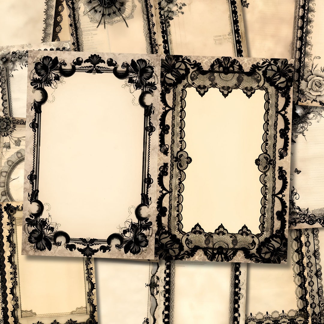 Vintage Black Lace Junk Journal Pages Goth Floral Journaling Paper ...
