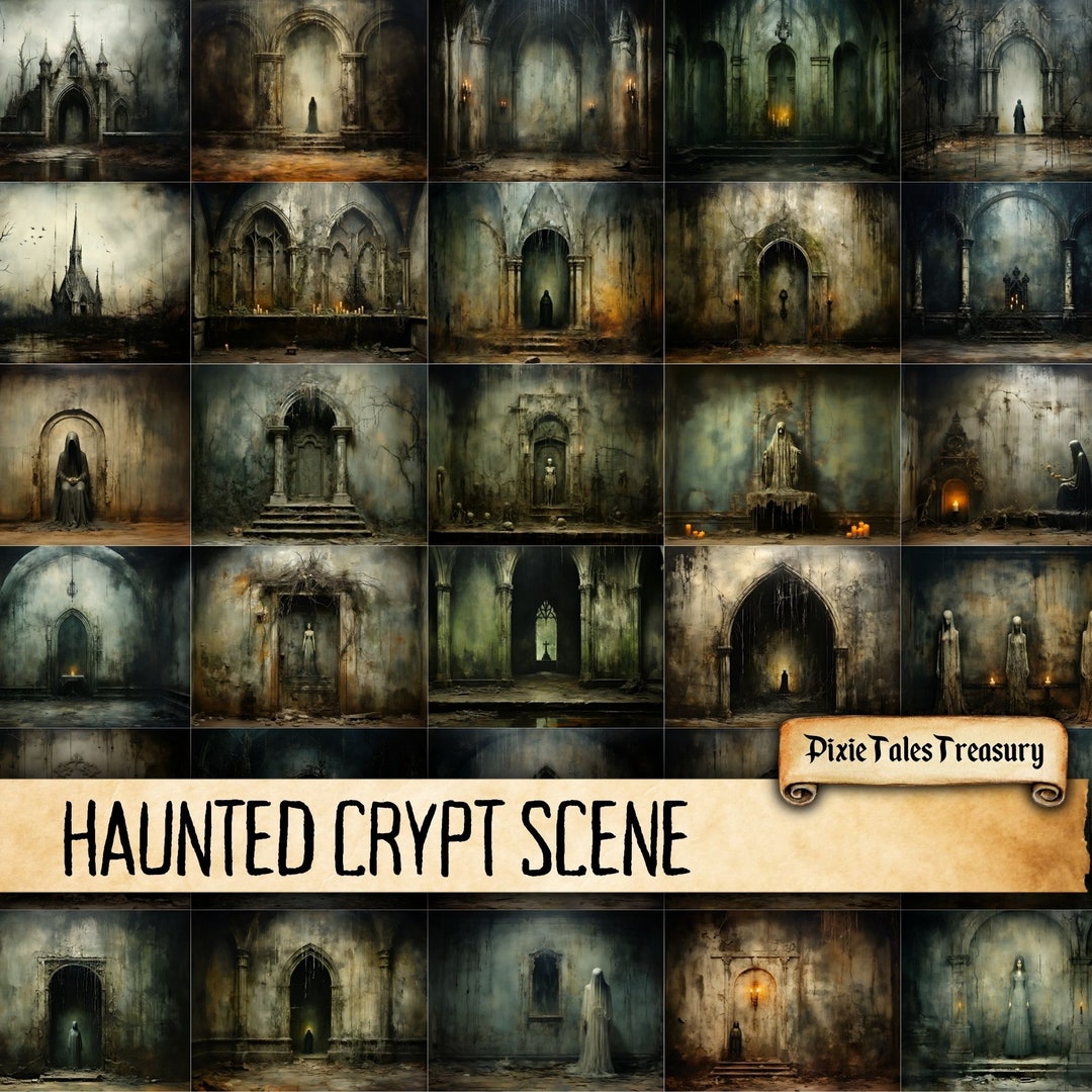 Haunted Crypt Scene Junk Journal Kit Halloween Goth Gothic Dark Spooky ...