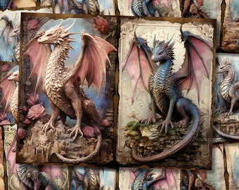 Vintage Dragon Paper Junk Journal Kit Brown Dragon Scrapbook Paper ...