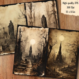 Haunted Graveyard Junk Journal Pages Dark Cemetery Spooky Junkjournal ...