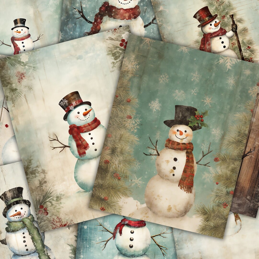 Christmas Snowman Junk Journal Pages Christmas Junk Journal Kit Winter ...