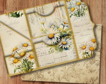 Roses Trifold Folio Junkjournal Kit Vintage Diy Mini Folio Junk Journal