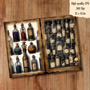 Dark Potion Bottles Junk Journal Pages Apothecary Fantasy Junkjournal ...