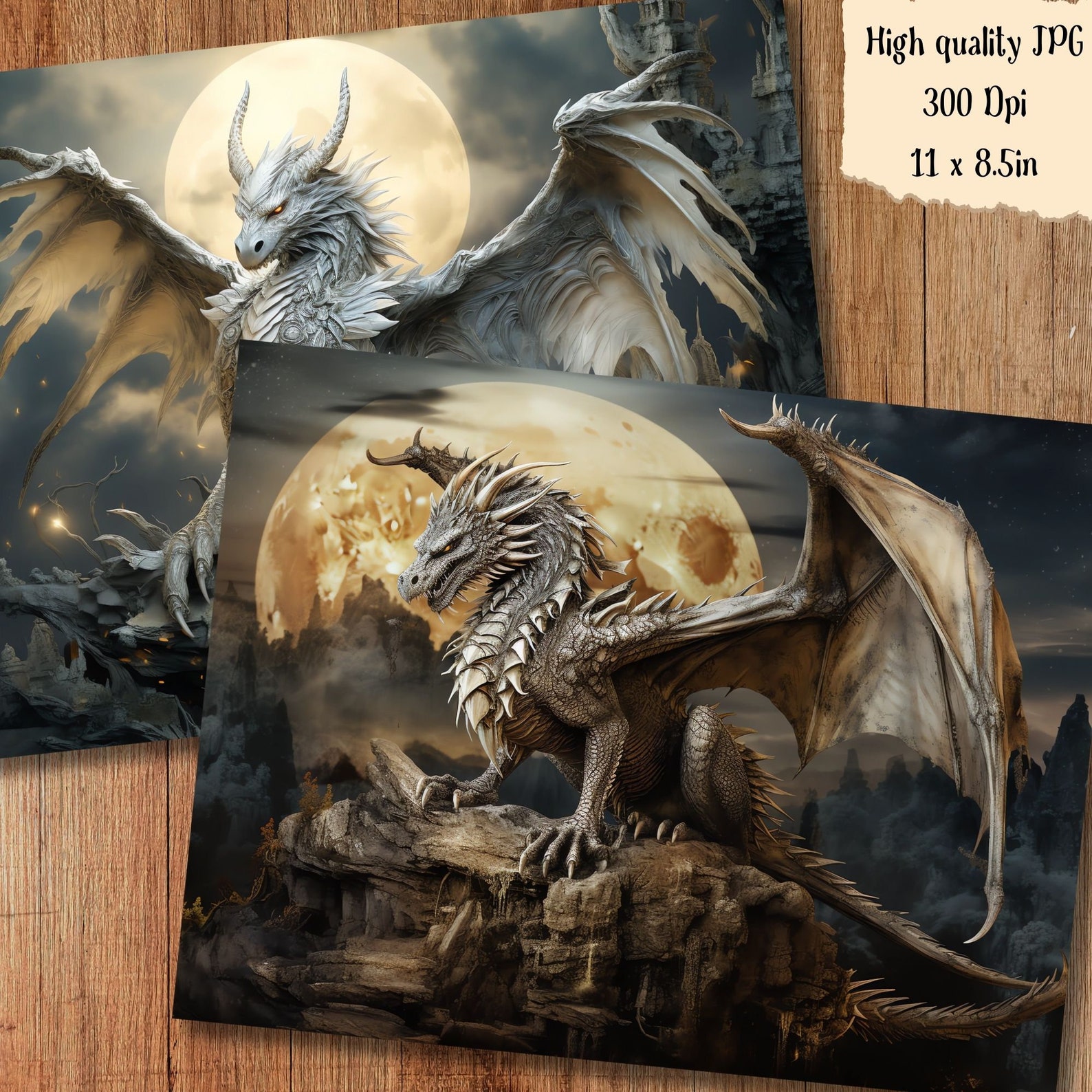Celestial Dragon Paper Junk Journal Kit Silver Dragon Scrapbook Paper ...