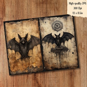 Mystic Goth Junk Journal Pages Dark Witch Familiar Black Bat ...