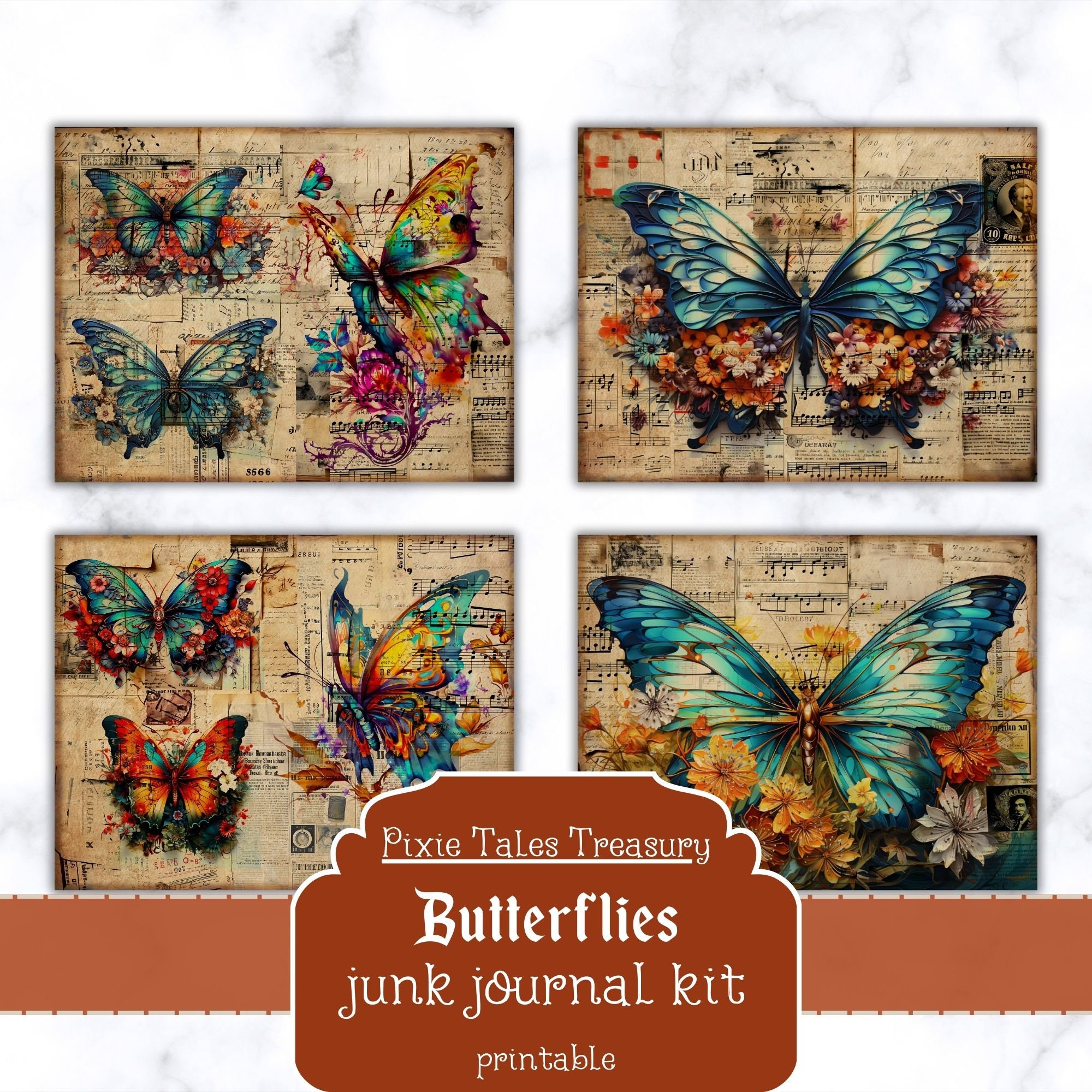 Butterfly Junk Journal Kit Vintage Journal Papers Butterflies - Etsy