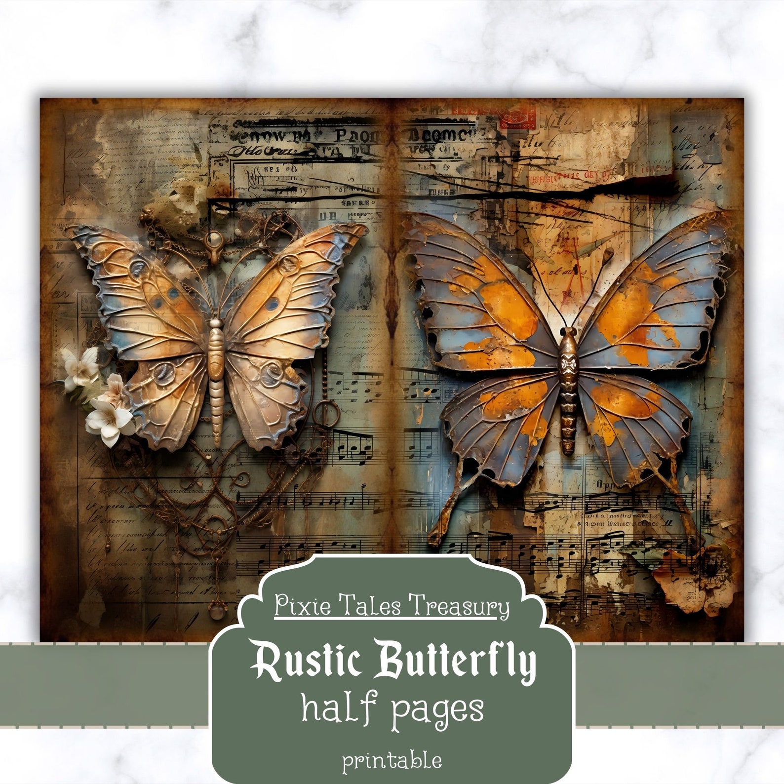 Rustic Butterfly Junk Journal Kit Journal Vintage Half Papers Junk ...