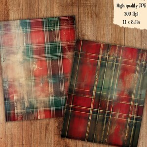 Vintage Christmas Holiday Plaid Faded Collage Sheet Rustic Floral ...