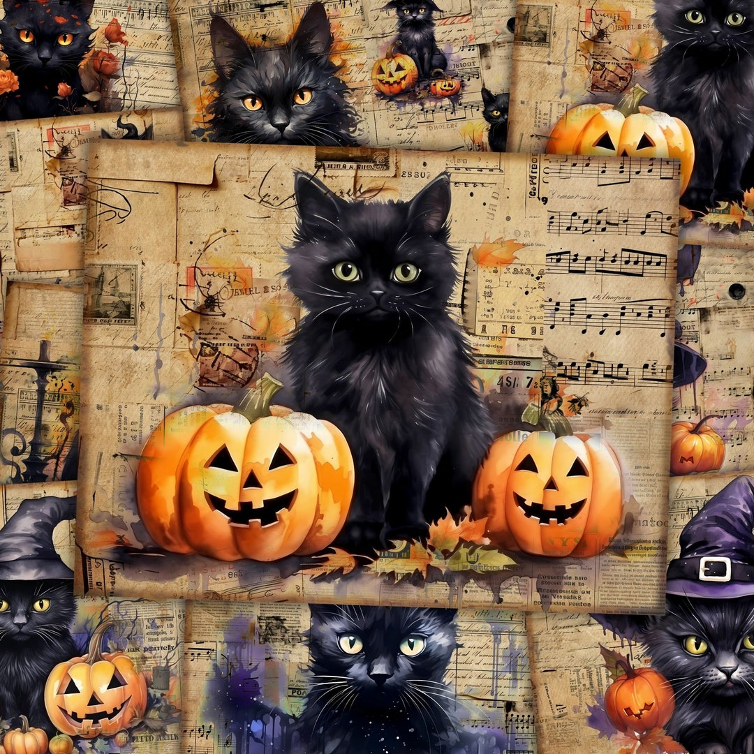 Halloween Junk Journal Kit Halloween Witchy Junk Journal Digital Cat ...