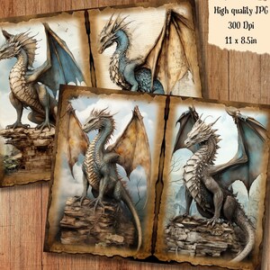 Sky Dragon Junk Journal Kit Paper Blue Dragon Scrapbook Paper ...