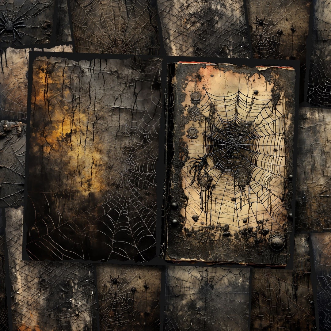 Creepy Spiderweb Junk Journal Pages Dark Fantasy Black Witchy ...