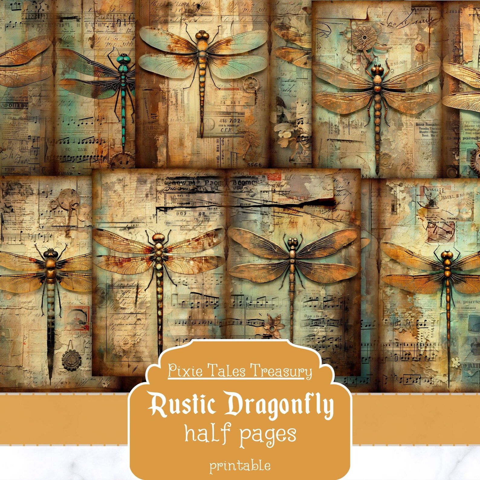 Dragonfly Vintage Junk Journal Kit Journal Half Papers Junk Journal ...