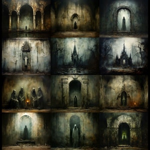 Haunted Crypt Scene Junk Journal Kit Halloween Goth Gothic Dark Spooky ...