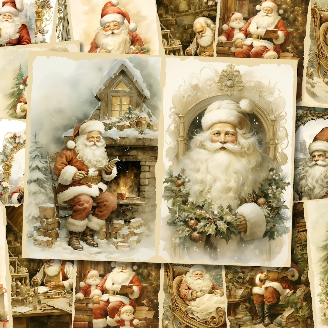 Santa Claus Christmas Junk Journal Kit Printable Winter Pages Card ...