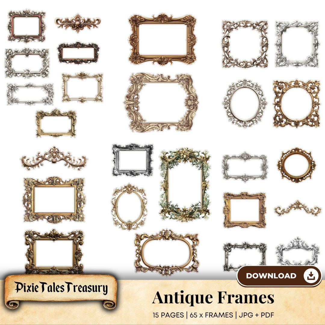 Antique Frame Printables, Vintage Paper Design Kit, Junk Journal ...