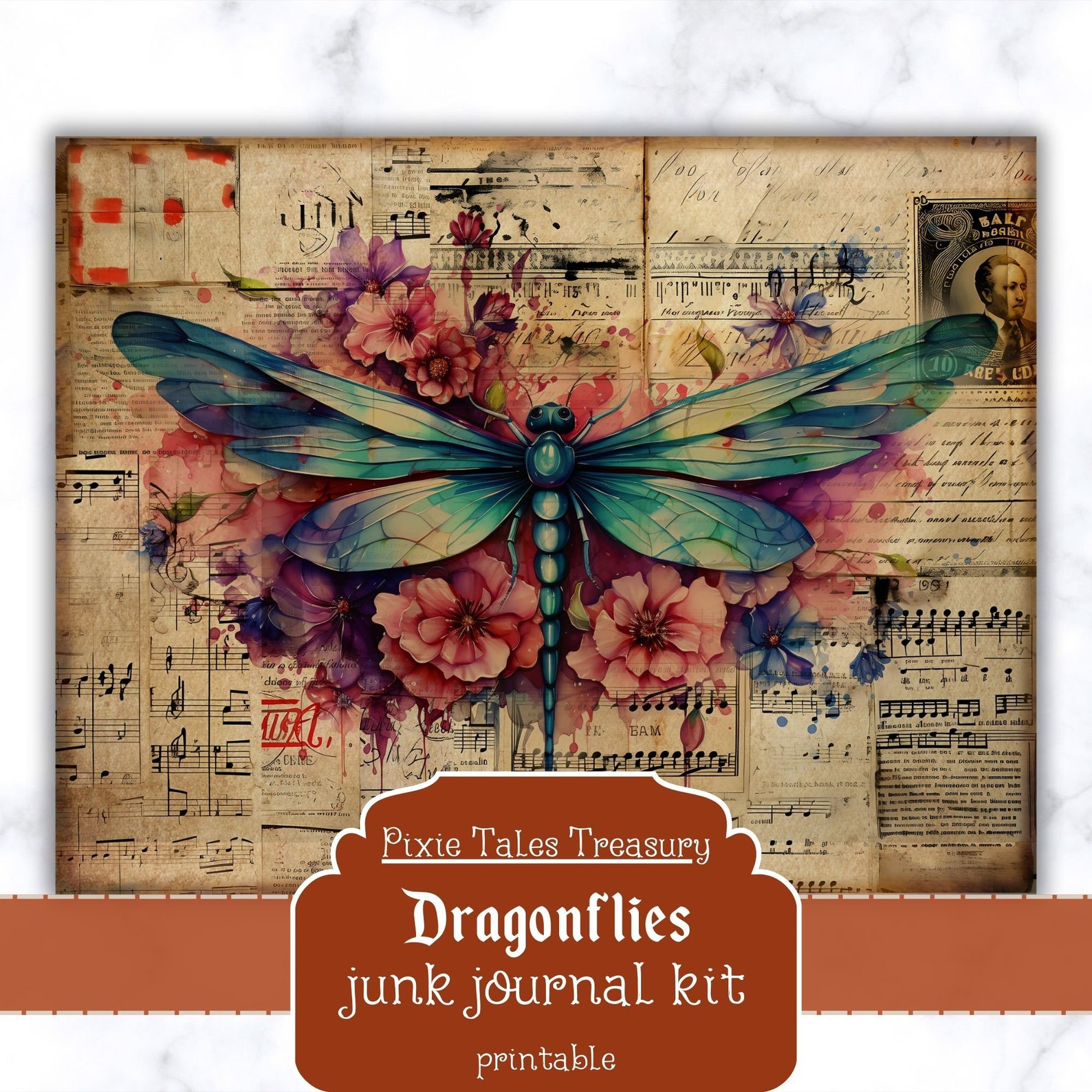 Dragonfly Junk Journal Kit Vintage Journal Papers Dragonflies - Etsy