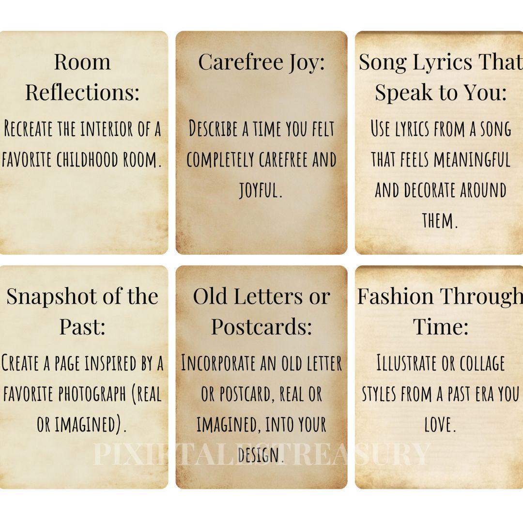 Writing Journal Prompt Templates, Creative Journaling Card, Scrapbook ...