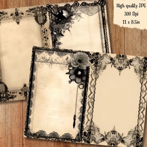 Vintage Black Lace Junk Journal Pages Goth Floral Journaling Paper ...