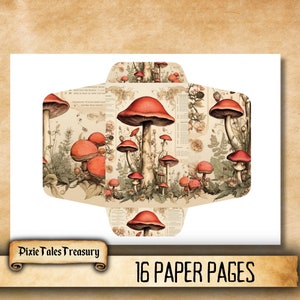 Fungi Odyssey Mushrooms Ephemera Junk Journal Kit Tags Labels Pockets ...