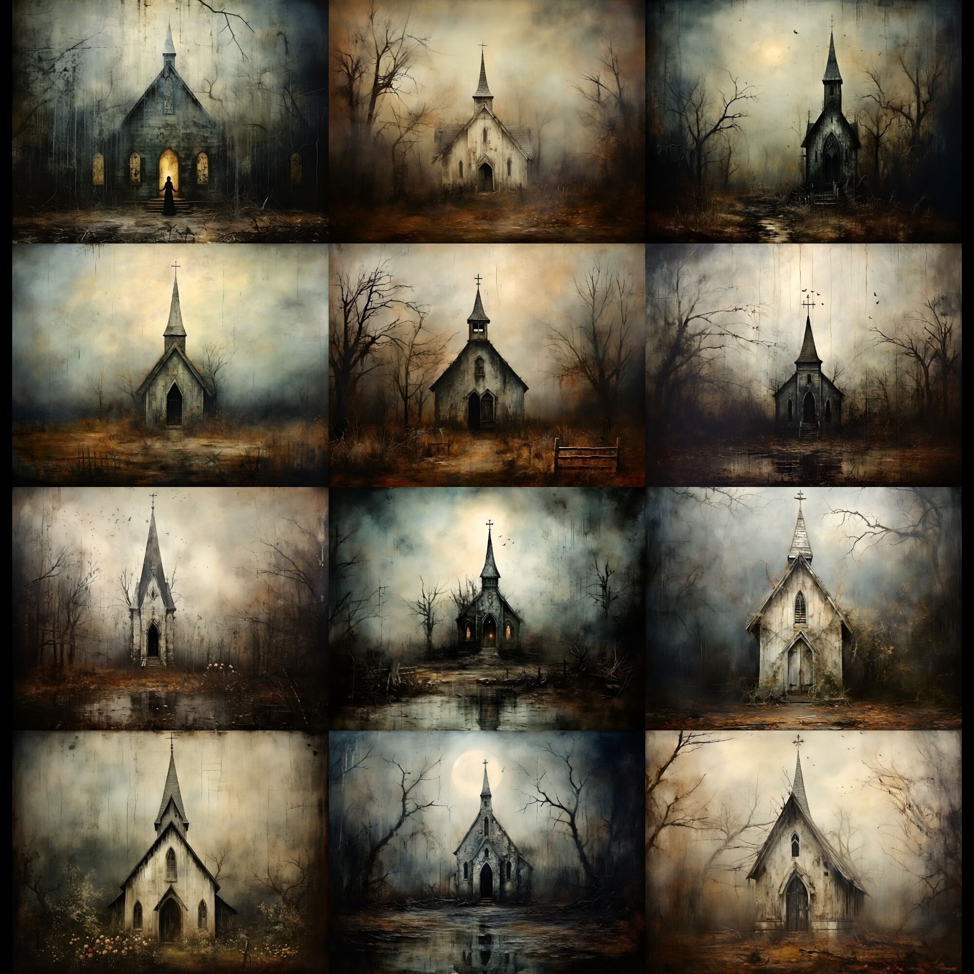 Haunted Chapel Background Junk Journal Kit Halloween Goth Gothic Dark ...