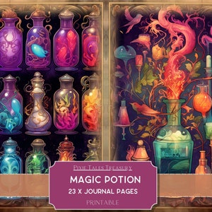 Magic Potion Fantasy Junk Journal Kit Fairytale Witch Apothecary Paper ...