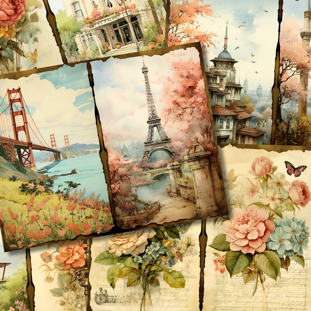 Travel Junk Journal Kits Vintage Junk Journal Travel Card Printable ...