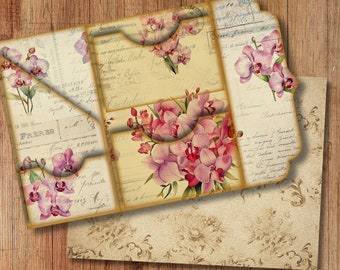 Roses Trifold Folio Junkjournal Kit Vintage Diy Mini Folio Junk Journal