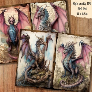 Dragon Junk Journal Kit Paper Fantasy Dragon Scrapbook Paper Journaling ...