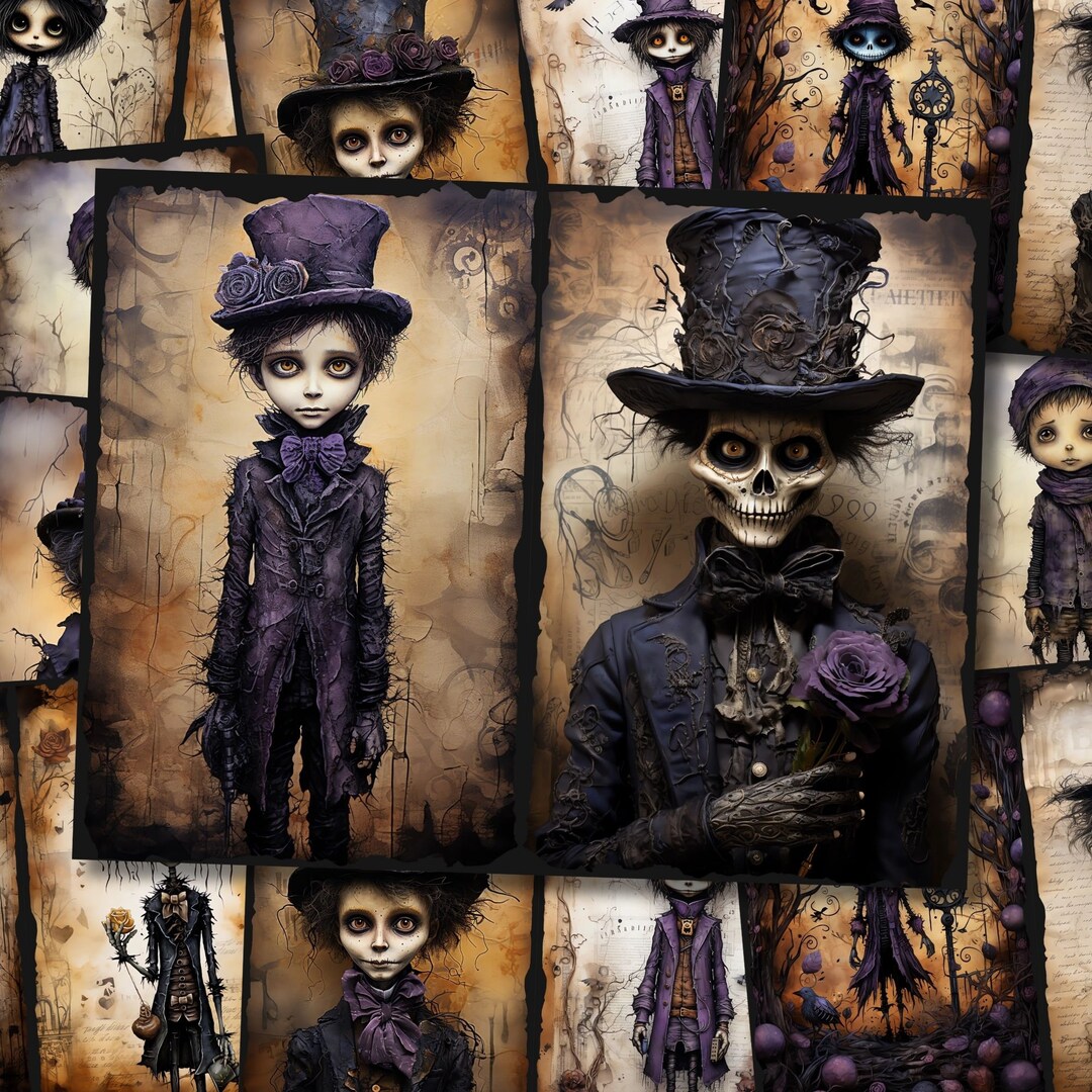 Goth Boy Kid Junk Journal Pages Dark Witch Fantasy Magical Junkjournal ...