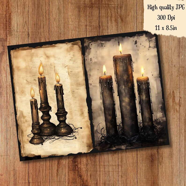 Mystic Candles Junk Journal Pages Dark Witch Spell Magical Junkjournal ...