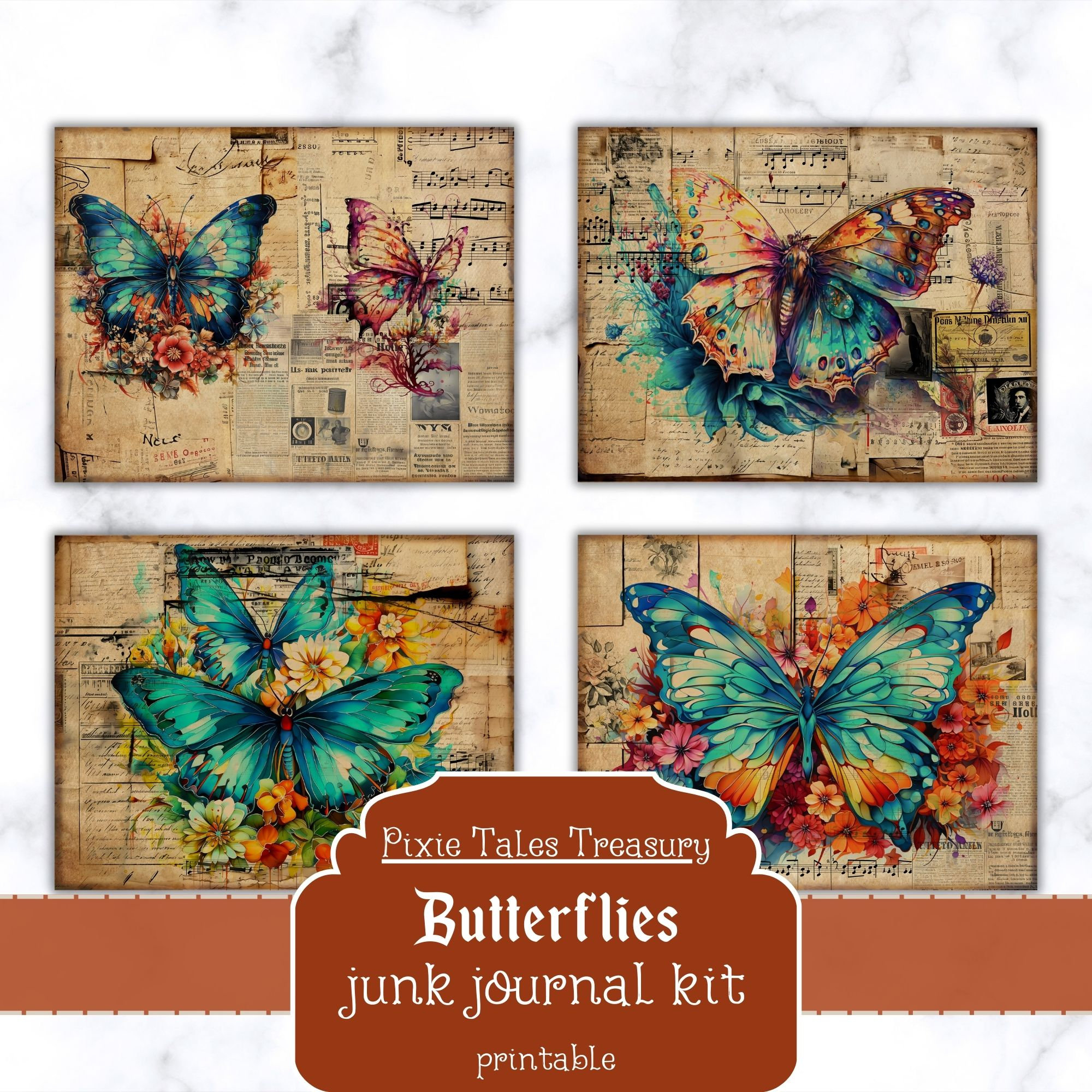 Butterfly Junk Journal Kit Vintage Journal Papers Butterflies - Etsy