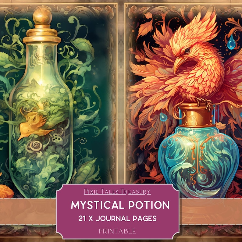 Mythology Potion Bottle Fantasy Junk Journal Kit Mythical Witchy Witch ...