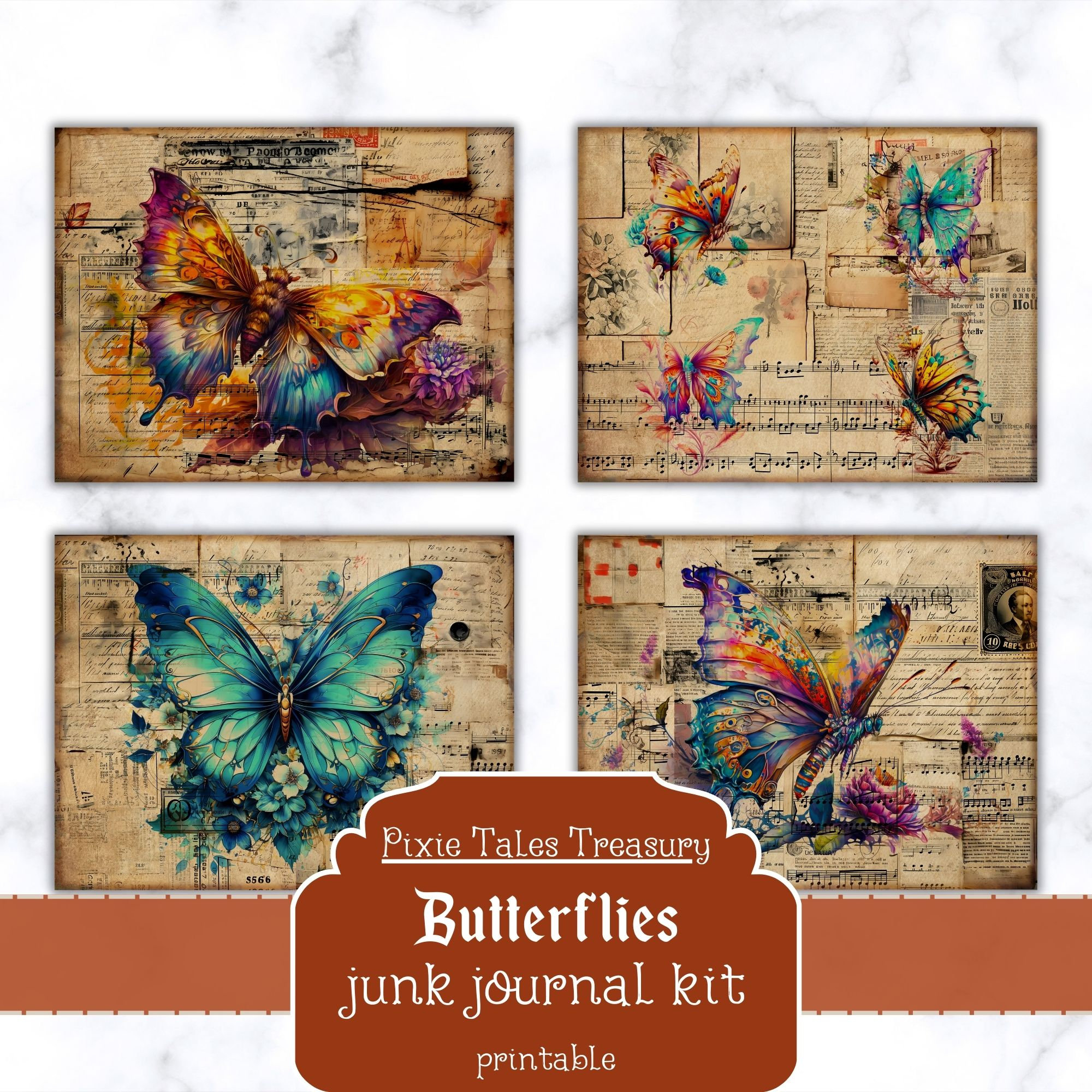 Butterfly Junk Journal Kit Vintage Journal Papers Butterflies - Etsy